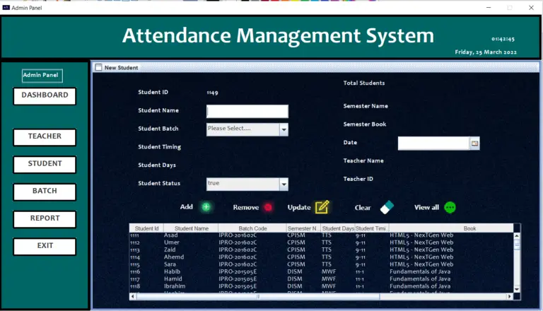Attendance Management System Project In Java With Source Code 5785
