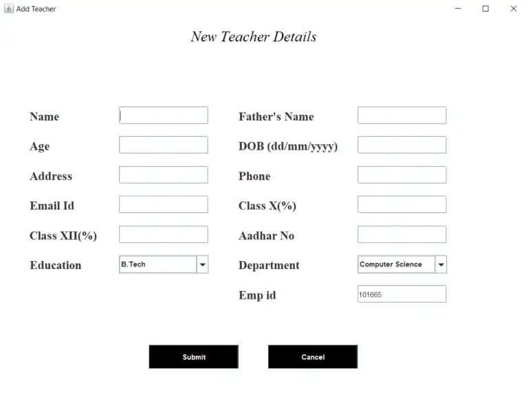 University Management System Project in Java With Source Code