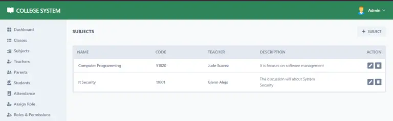 College Management System Project in Laravel with Source Code - 2022
