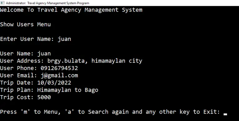 Travel Management System Project in C++ and MySQL Database