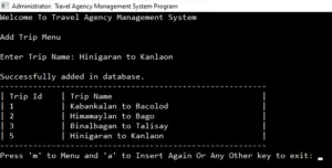 Travel Management System Project in C++ and MySQL Database