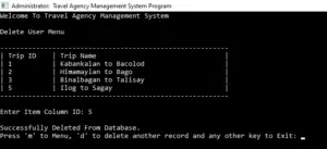 Travel Management System Project in C++ and MySQL Database