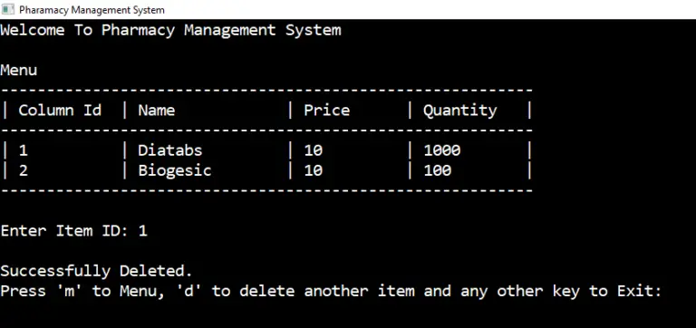 Pharmacy Management System Project in C++ with MySQL Database