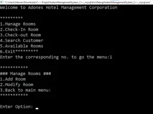 Hotel Management System Project in C++ and MySQL Database