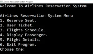 Airlines Reservation System Project in C++ and MySQL Database