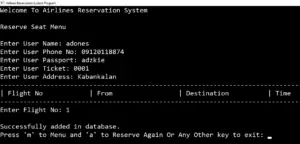 Airlines Reservation System Project in C++ and MySQL Database