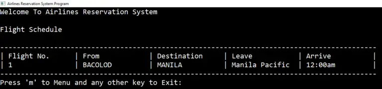 Airlines Reservation System Project in C++ and MySQL Database