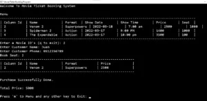 Movie Ticket Booking System Project in C++ and MySQL Database