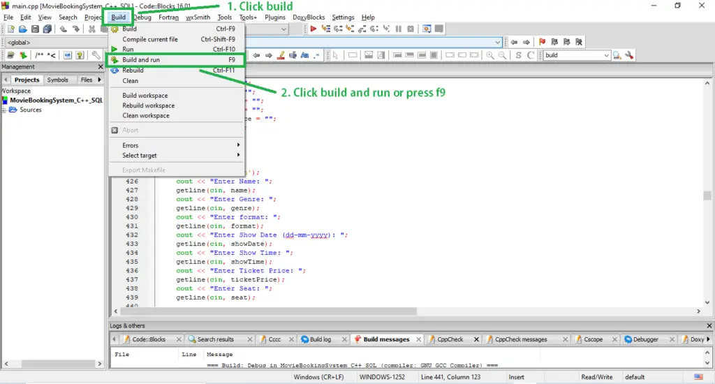 Movie Ticket Booking System Project in C++ and MySQL Database