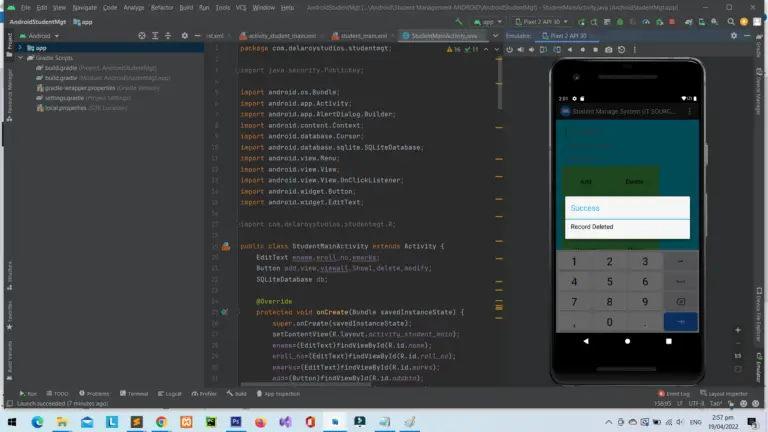 Student Management System Project in Android Source Code