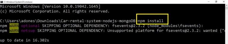 Car Rental Management System Project in Node JS with Source Code