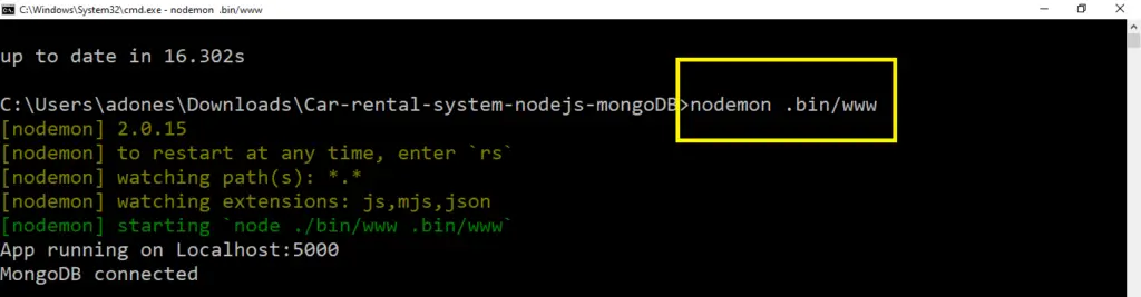 Car Rental Management System Project in Node JS with Source Code