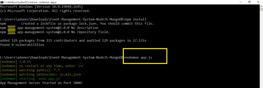 Event Management System Project In Node Js With Source Code