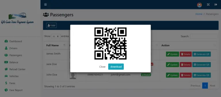 QR Code Fare Payment System Bootstrap Template