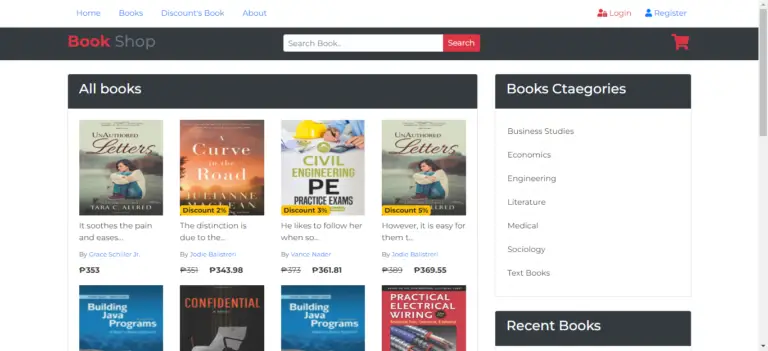 Online Bookshop Management System in Laravel with Source Code