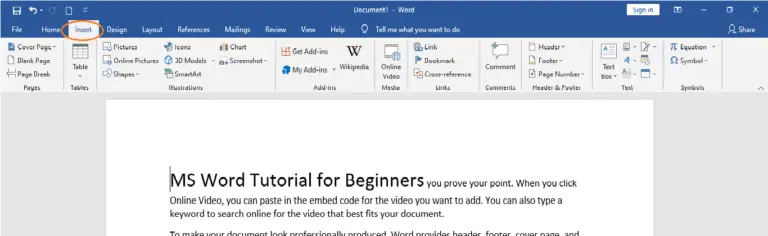 How To Insert Symbol In Ms Word - Symbol And Special Characters