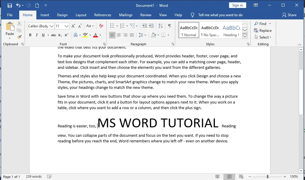 How To Insert Text In MS Word Insert Text In MS Word