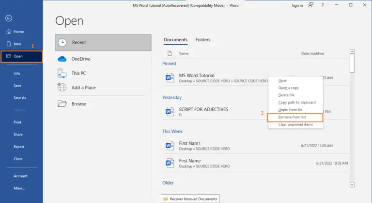 How To Use Backstage View In MS Word