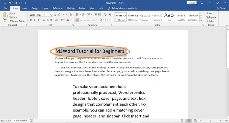 How to Select Text in MS Word - Select Text in MS Word