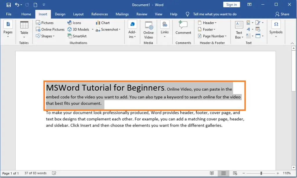 How to Select Text in MS Word - Select Text in MS Word