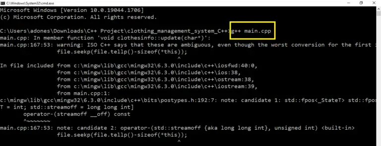Clothing Management System Project in C++ with Source Code