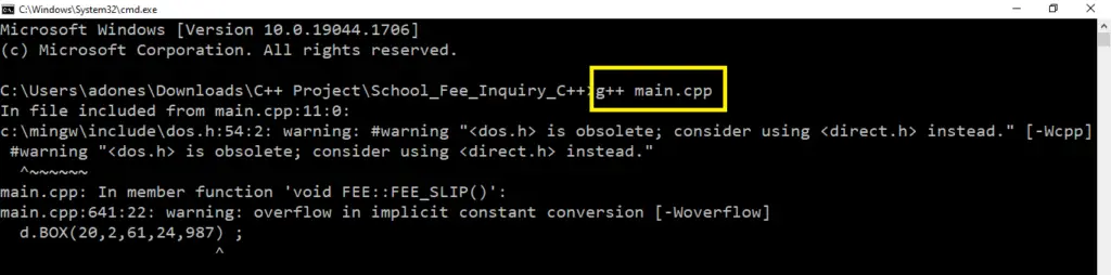 School Fee Inquiry Management System Project in C++ with Source Code