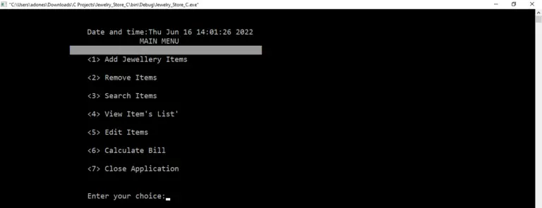 Jewelry Store Management System Project in C with Source Code