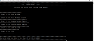 Bike Rental System Project in C with Source Code