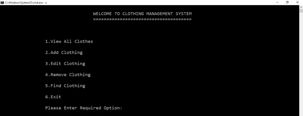 Clothing Management System Project in C++ with Source Code