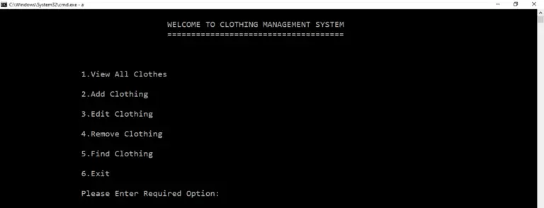 Clothing Management System Project in C++ with Source Code
