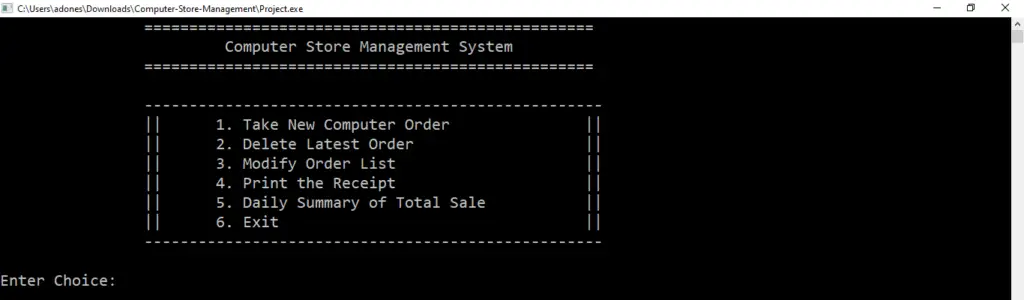 Computer Store Management System Project in C++ with Source Code
