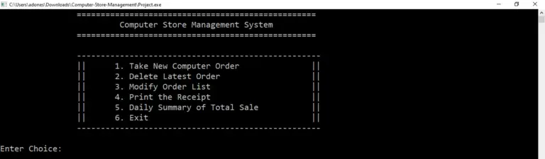 Computer Store Management System Project in C++ with Source Code
