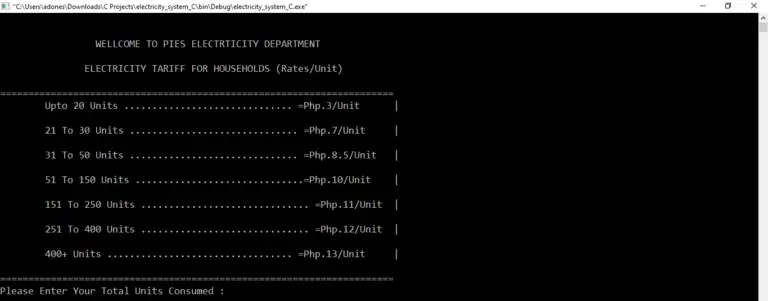 Electricity Bill System Project in C with Source Code