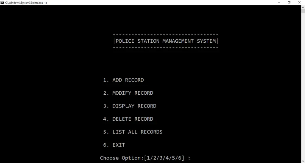 Police Station Management System Project in C++ with Source Code