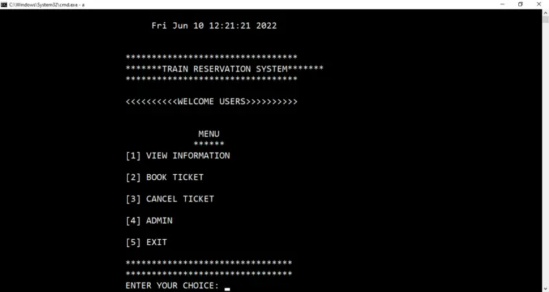 Train Reservation System Project in C++ with Source Code