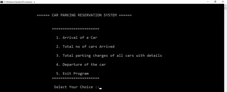 Car Parking Management System Project in C++
