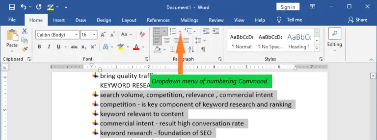 How to Apply Bullets and Numbering in MS Word