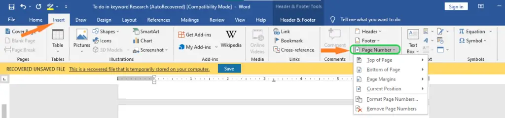 How To Add Page Number In MS Word