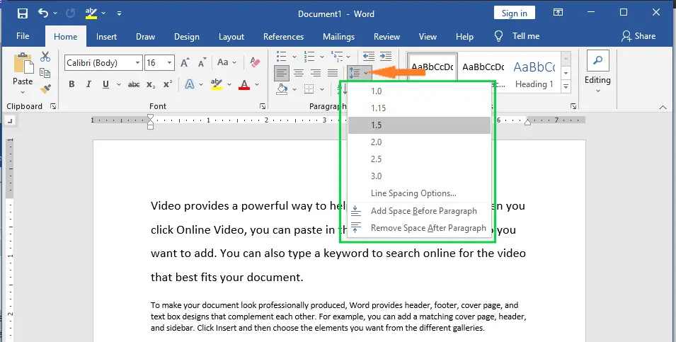 What Is Line Spacing In Word