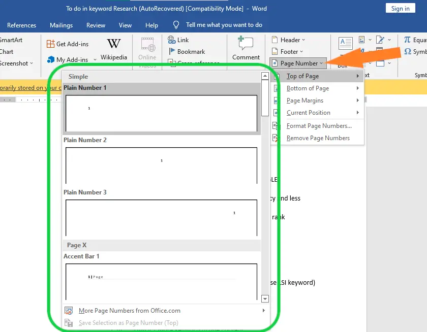 How To Add Page Number In MS Word