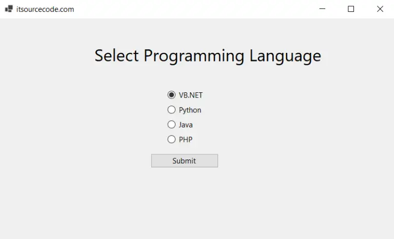 Radio Button Control in VB.net - Properties, Methods and Events