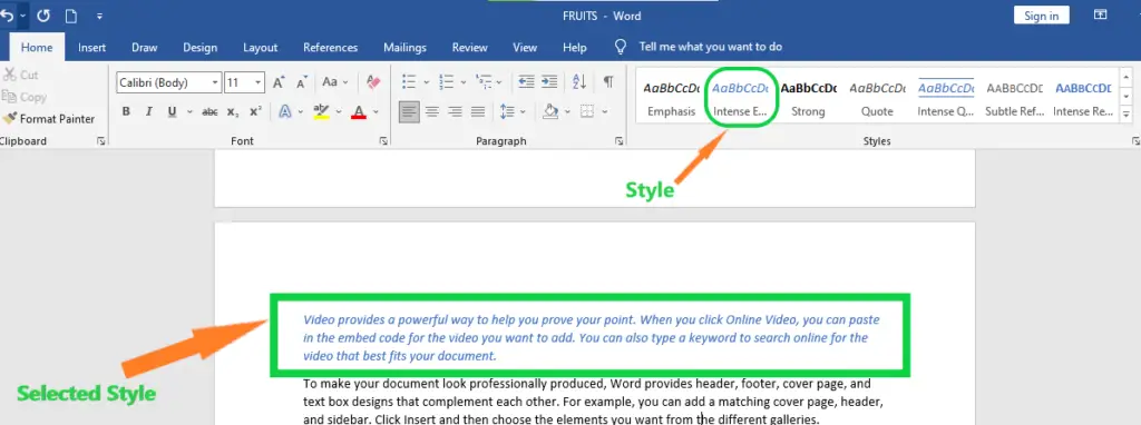 How To Apply Quick Styles In Word