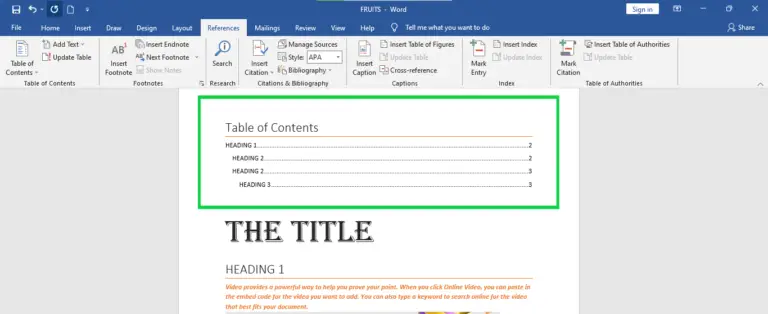 How To Create Automatic Table Of Contents In Word