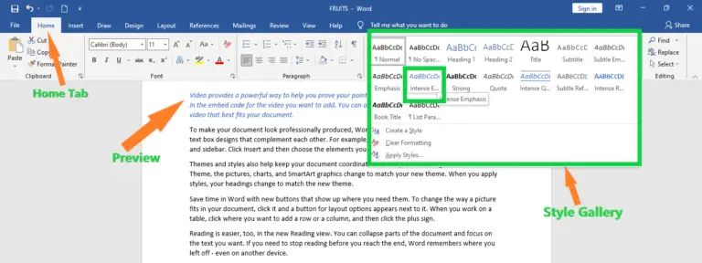 How To Apply Quick Styles In Word