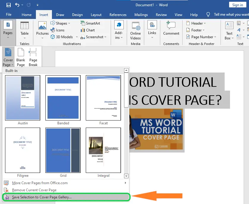 What Is Cover Page In MS Word Explain Here