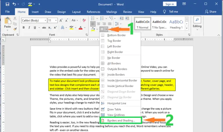 How To Apply Border And Shading In MS Word