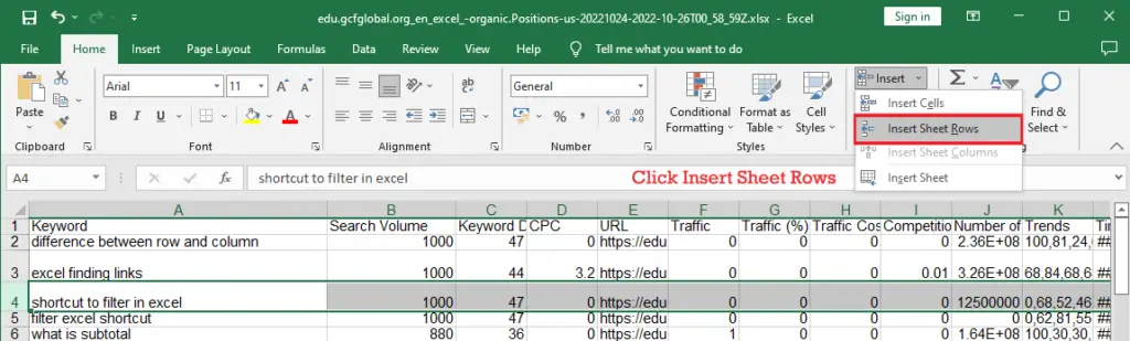 Modifying Rows and Columns In Excel