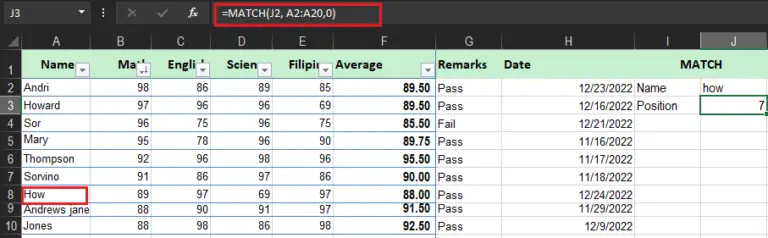 Excel Match Function With Examples and How to Use - Itsourcecode.com