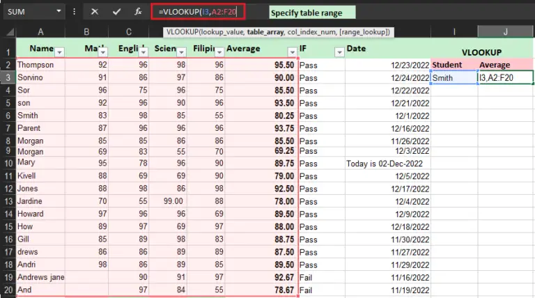 How to Use Vlookup Function In Excel With Examples