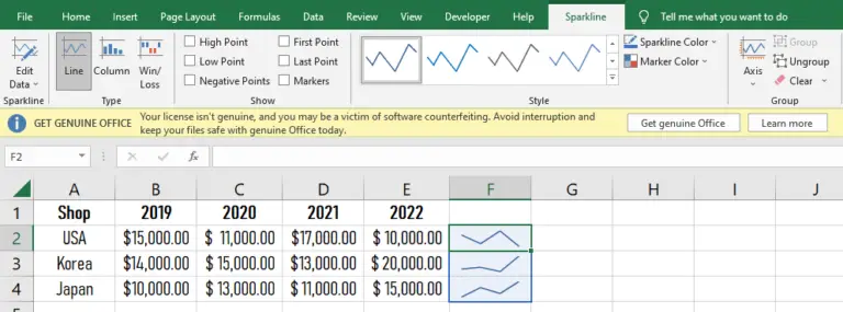 How To Add Sparklines In Excel Easy Steps
